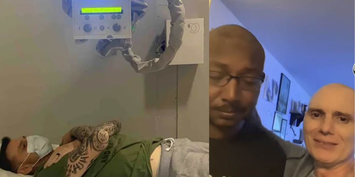 Man Chokes Up After His Best Friend Goes Into A Bathroom And Shaves His Head In Solidarity With